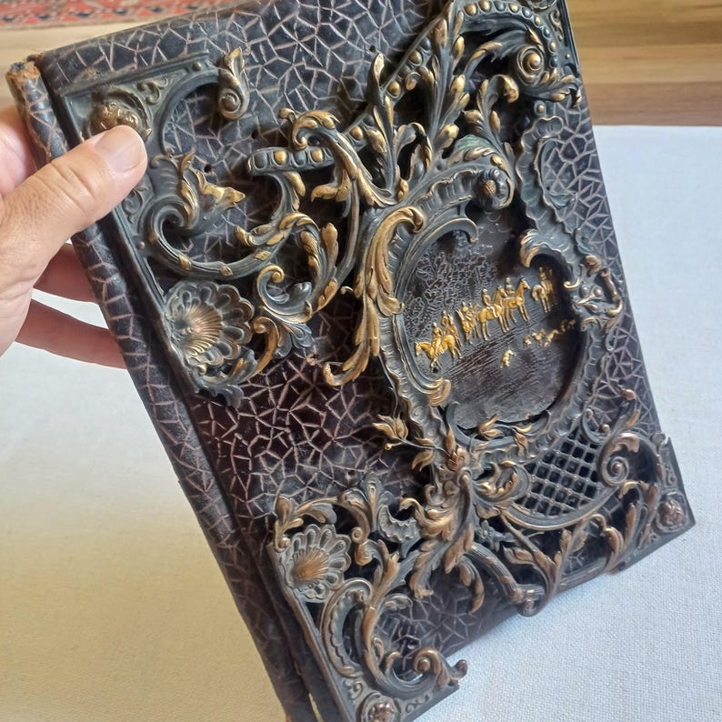 Antique Book /bible Cover Leather and Metal - Etsy