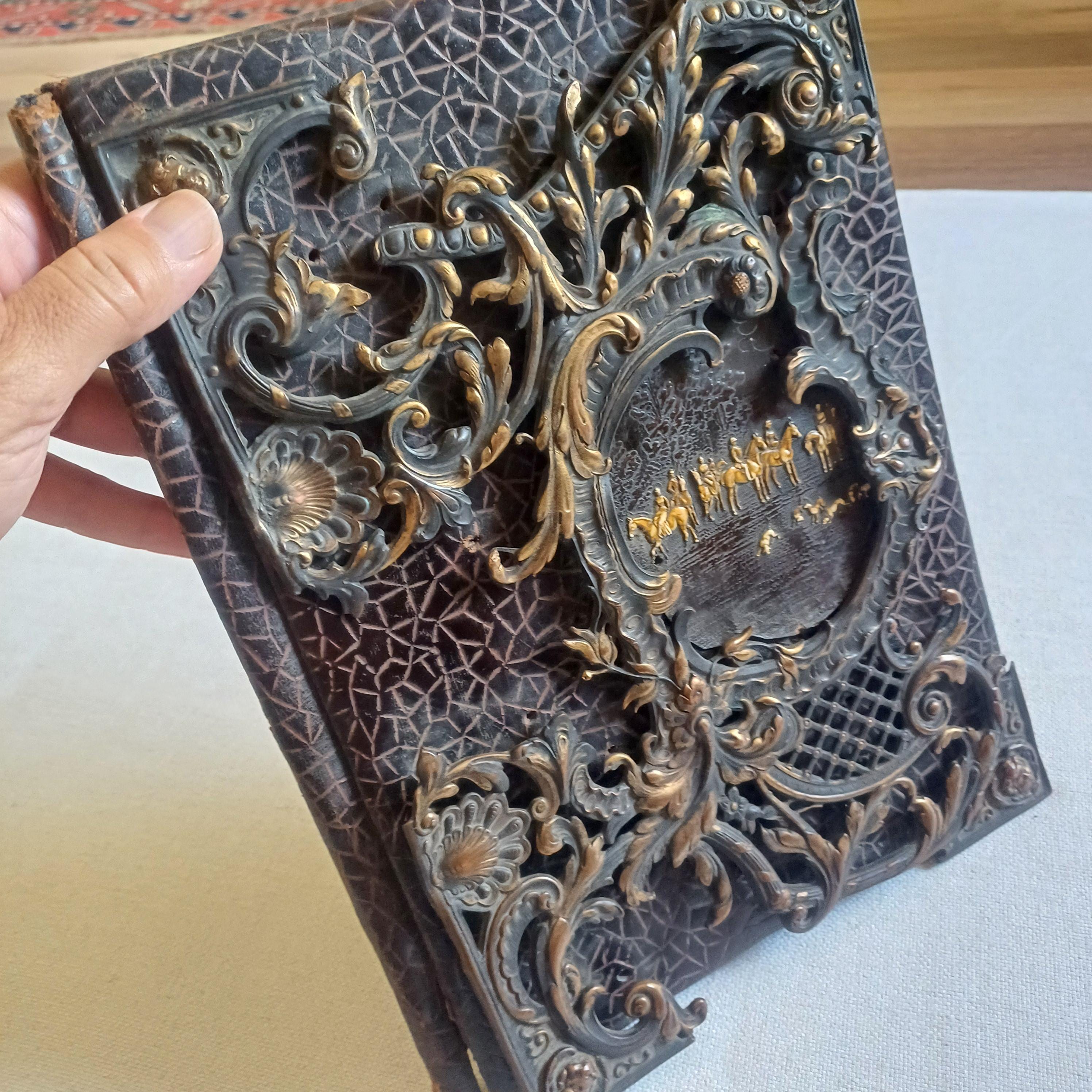 Antique Book /bible Cover Leather and Metal - Etsy