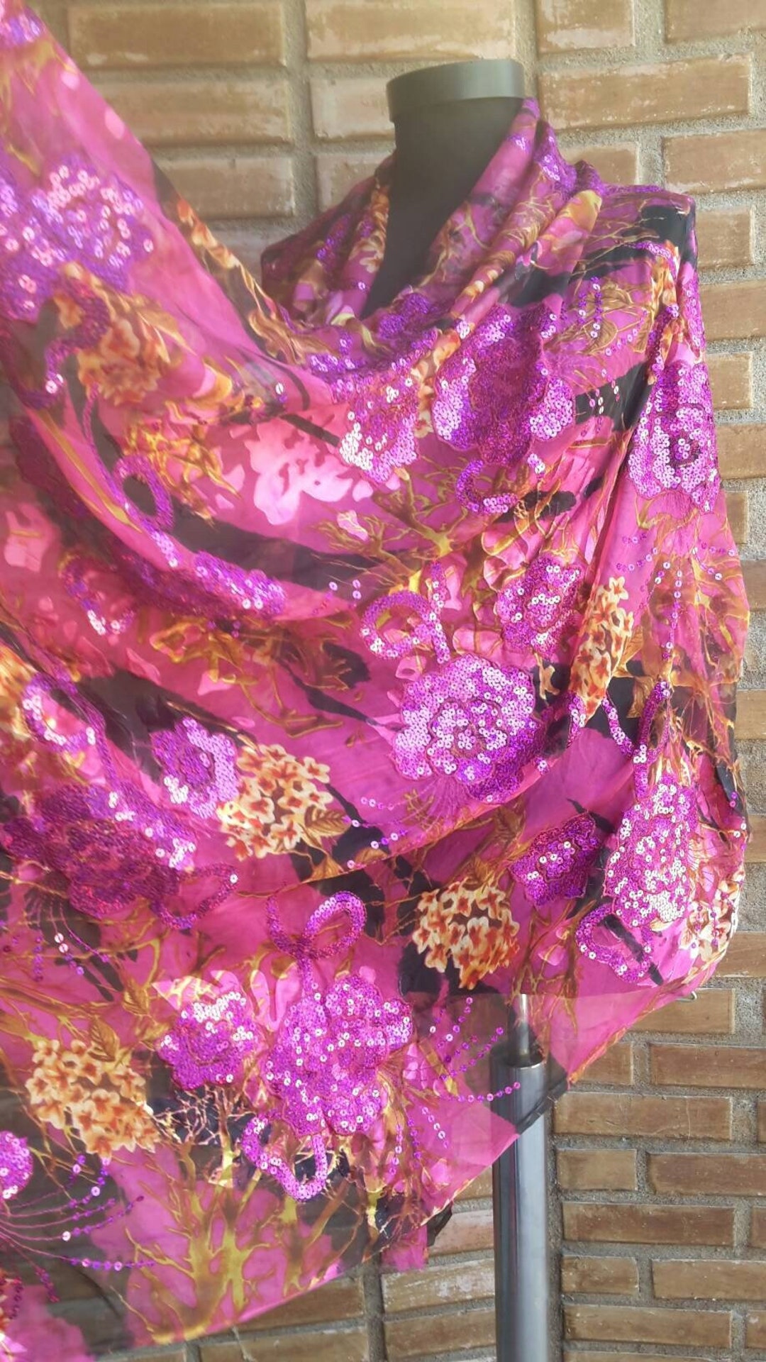 Silk Fabric Pink Floral Pattern - Etsy