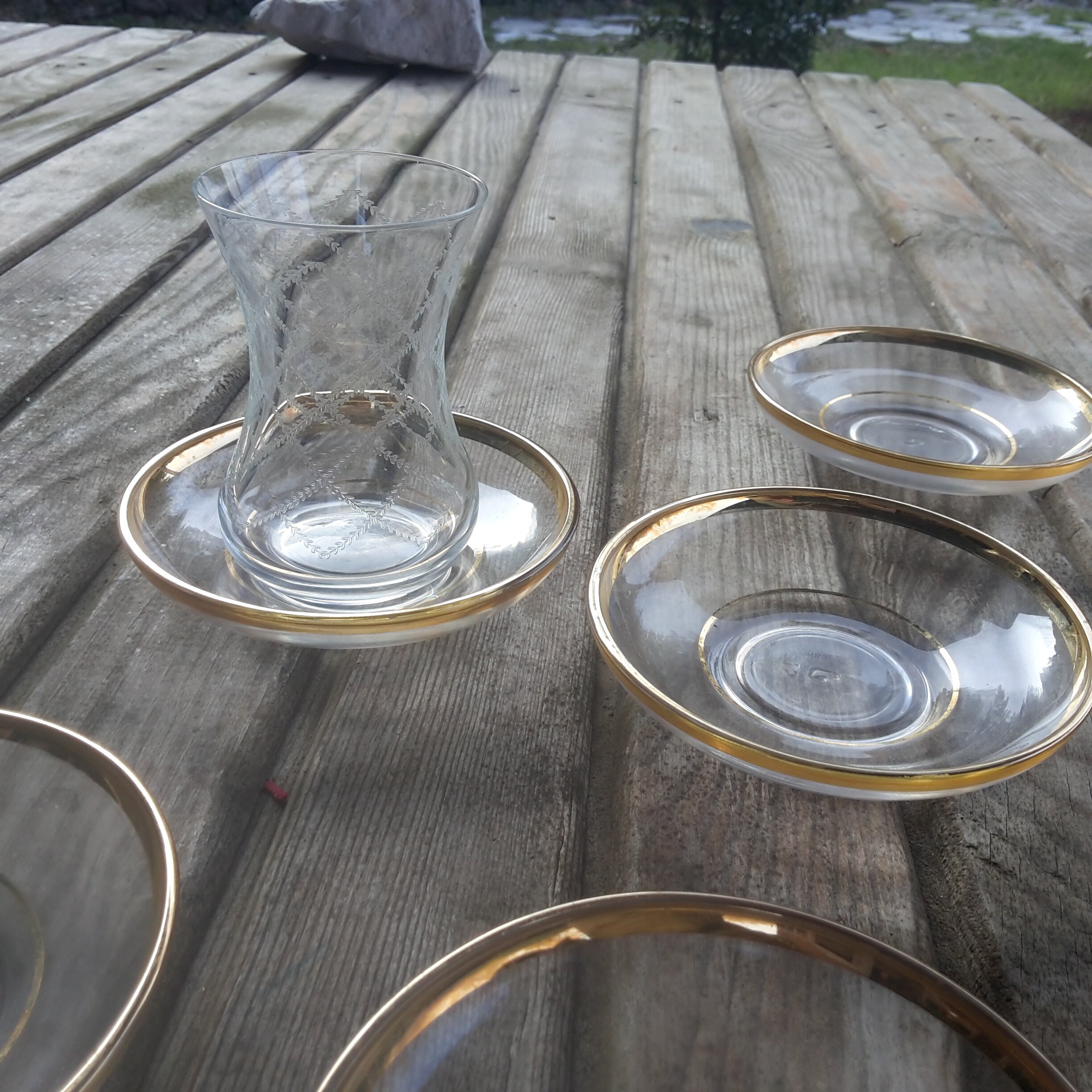Gold Trim Clear Glass Tea Plates Set of 6 - Etsy
