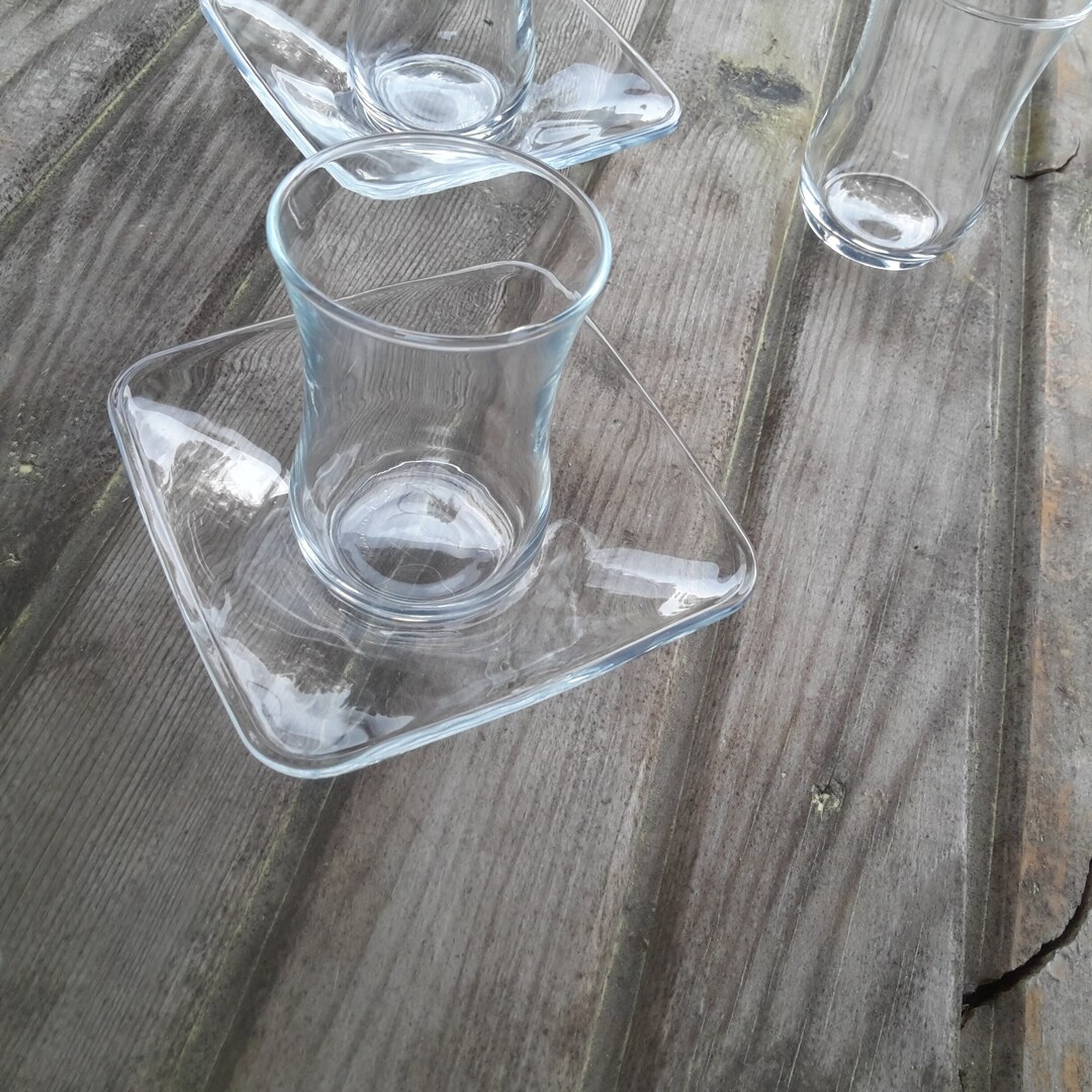 Clear Glass Tea Plate Set of 6 / Coffee Plate Rectangular in Clear ...