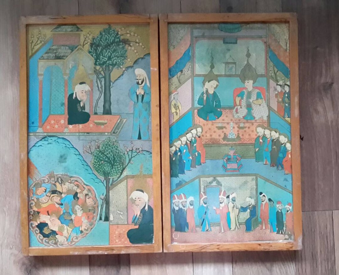 Backgammon Set Miniature Art Vintage /miniature Painting Art Backgammon ...