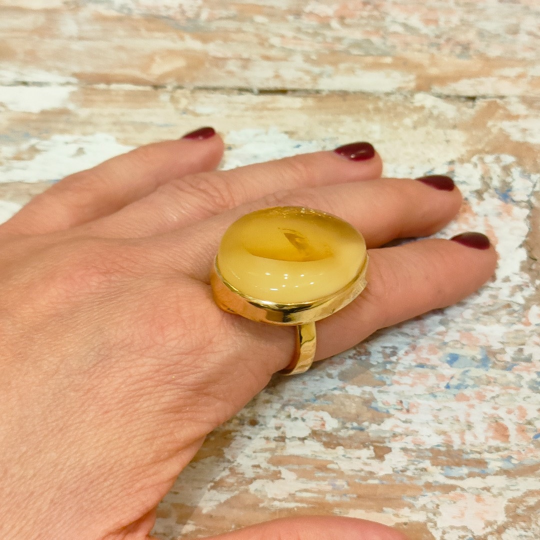 Butterscotch Amber Ring,amber Ring for Women.solitaire Ring.june ...