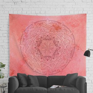 Raspberry Mandala Tapestry | Red Mandala Zen Tapestry Wall Hanging ...