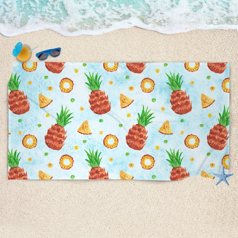 Pineapple Beach Towel Huge Beach Towel Cute Tropical Fruit | Etsy
