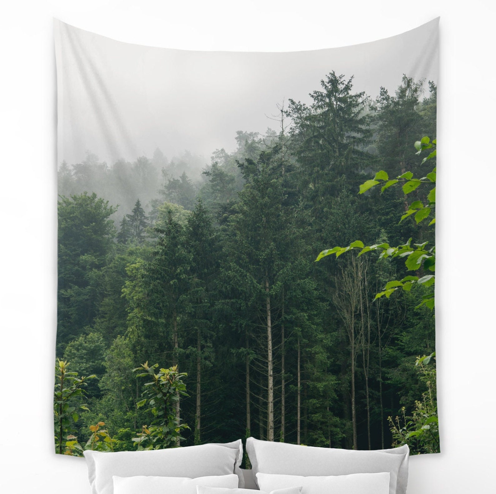 Misty Forest Tapestry Forest Tree Tapestry Wall Hanging From ...