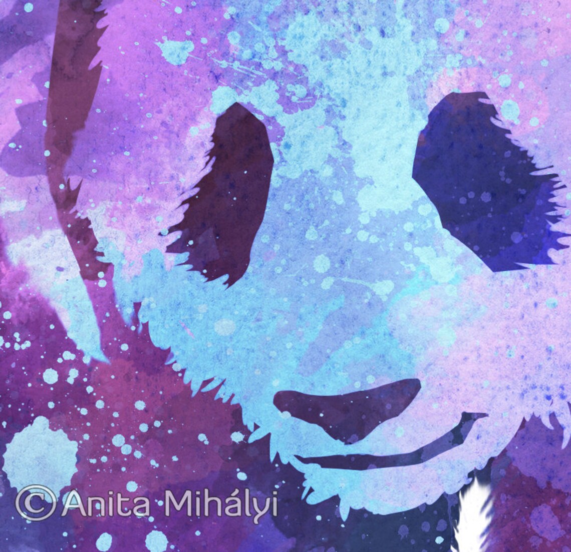 Watercolor Panda Print Purple Blue Panda Wall Art Decor - Etsy