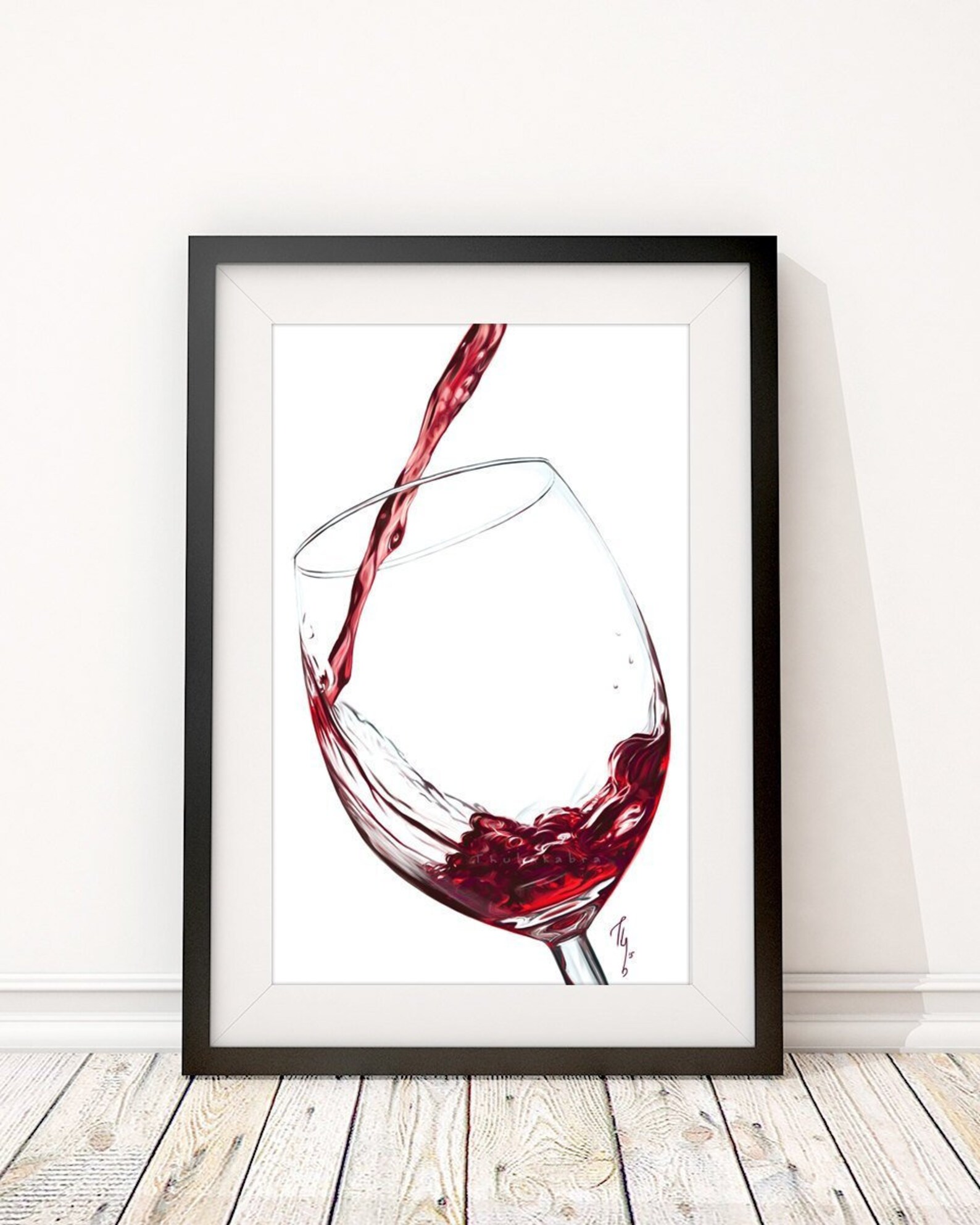 Red Wine Poster Wine Digital Painting Print Large Wine | Etsy