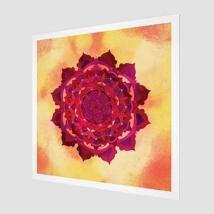 Large Mandala Wall Art Poster | Watercolor Mandala Art Print | Warm ...