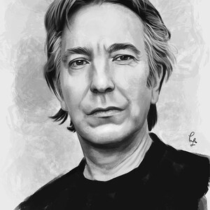 Alan Rickman Art Print | Alan Rickman Poster Black and White Large Wall ...