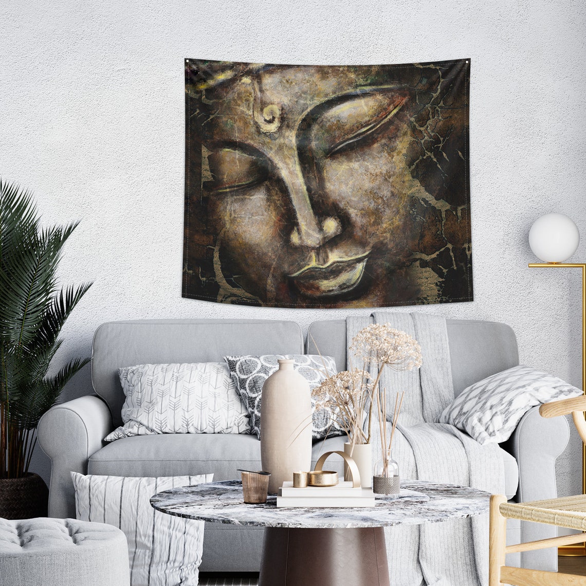 Brown Buddha Tapestry Buddha Wall Art Zen Bedroom Decor - Etsy