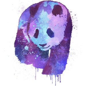 Watercolor Panda Print Purple Blue Panda Wall Art Decor | Etsy