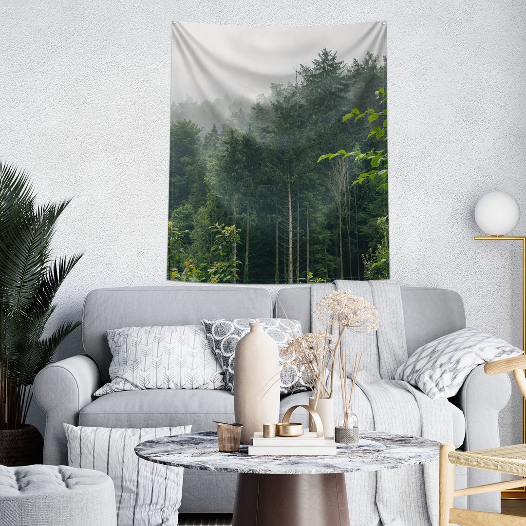 Misty Forest Tapestry Forest Tree Tapestry Wall Hanging From ...