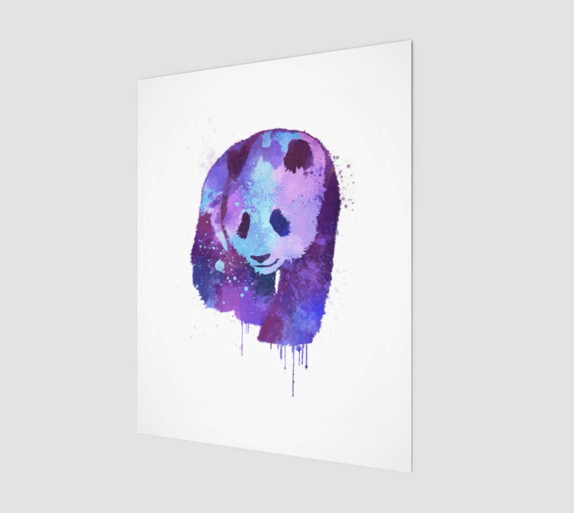 Watercolor Panda Print Purple Blue Panda Wall Art Decor - Etsy