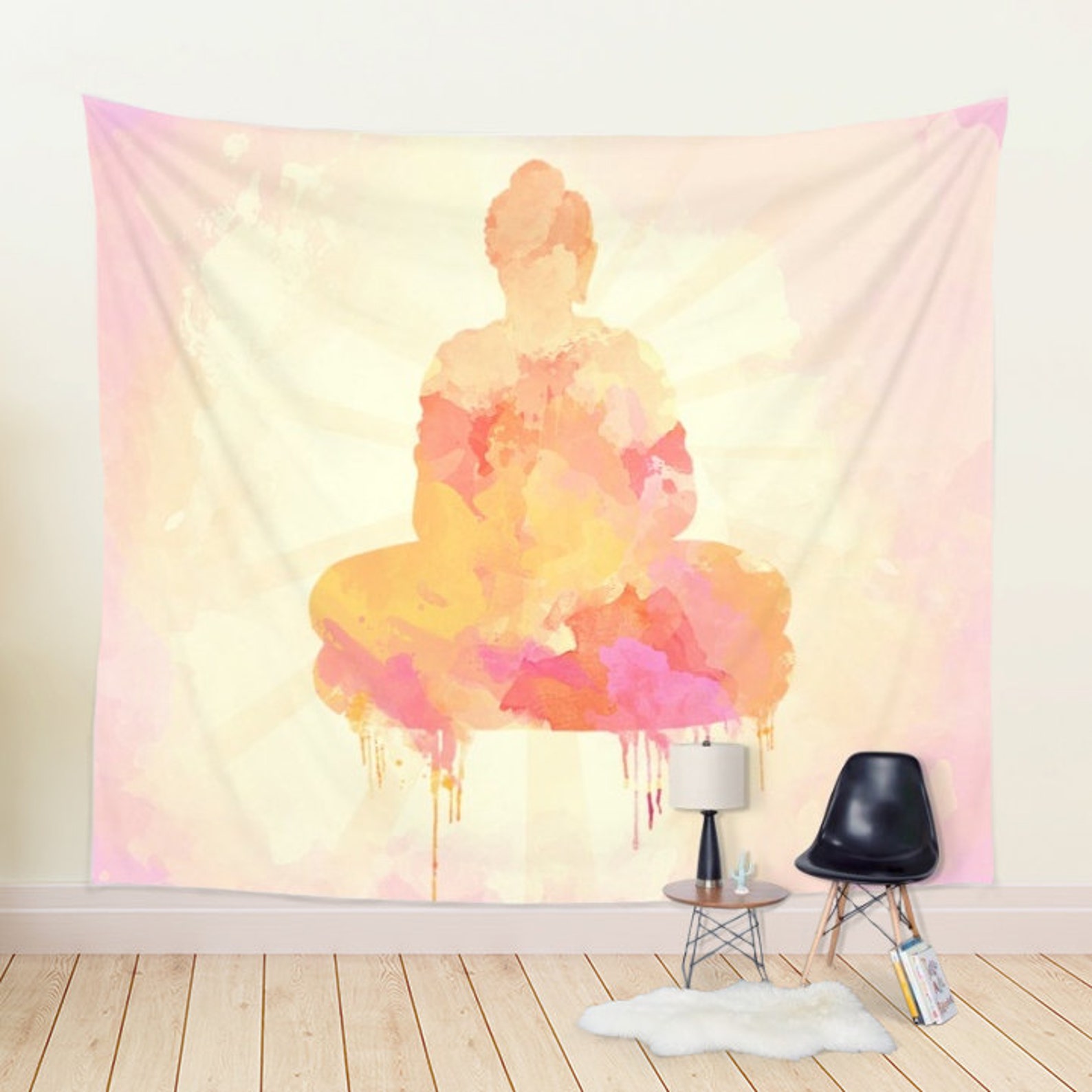 Yellow Buddha Tapestry Zen Tapestry for Her Yellow Dorm | Etsy