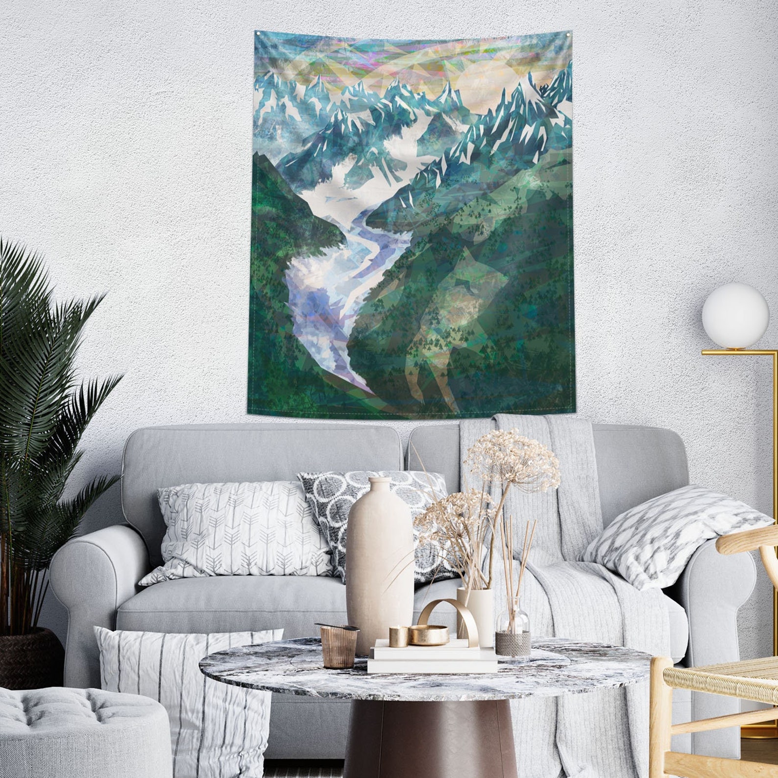Snowy Mountain Tapestry Mountain Landscape Tapestry in - Etsy