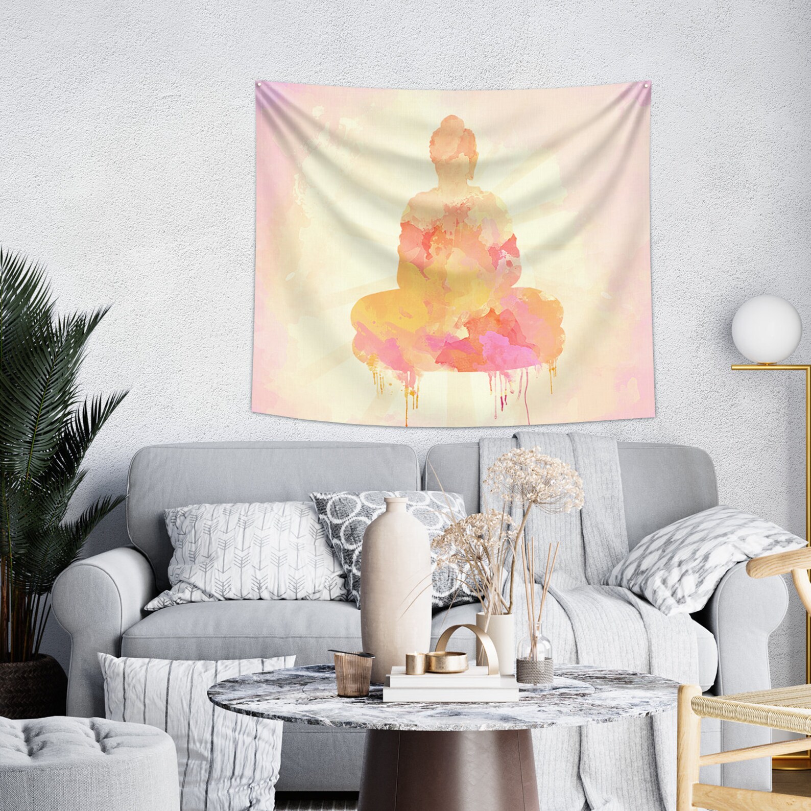 Yellow Buddha Tapestry Zen Tapestry for Her Yellow Dorm - Etsy