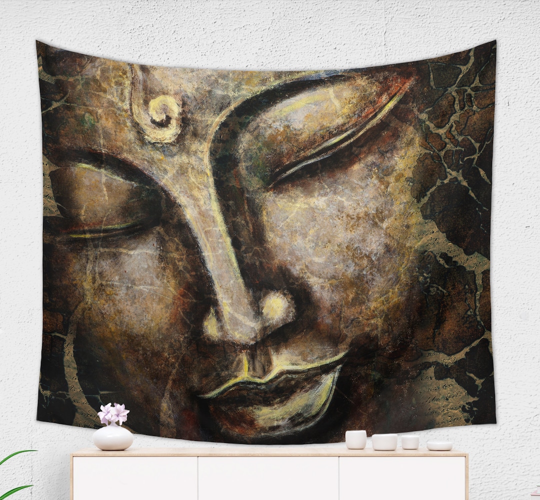 Brown Buddha Tapestry | Buddha Wall Art Zen Bedroom Decor | Sacred ...