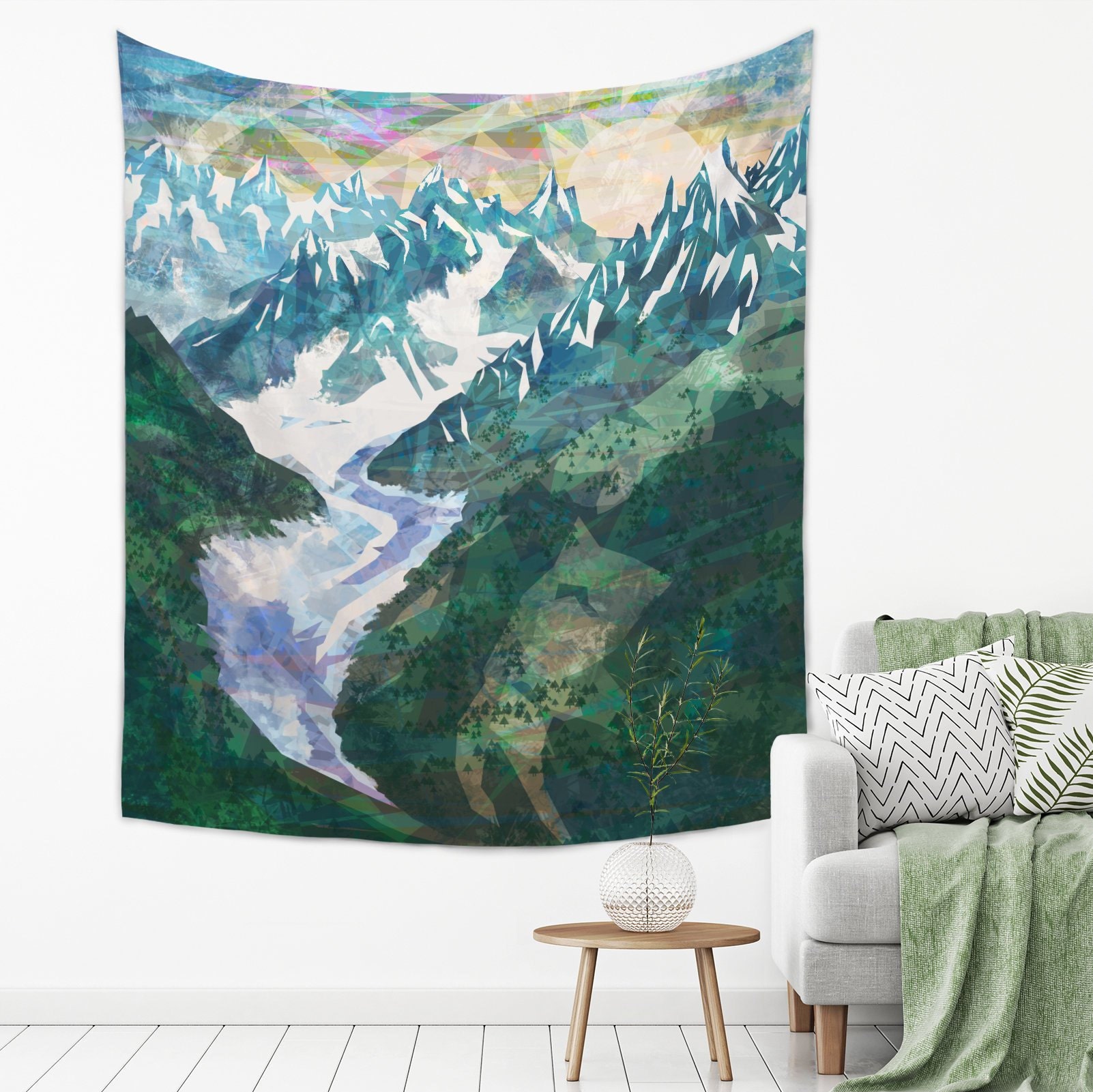 Snowy Mountain Tapestry Mountain Landscape Tapestry in | Etsy