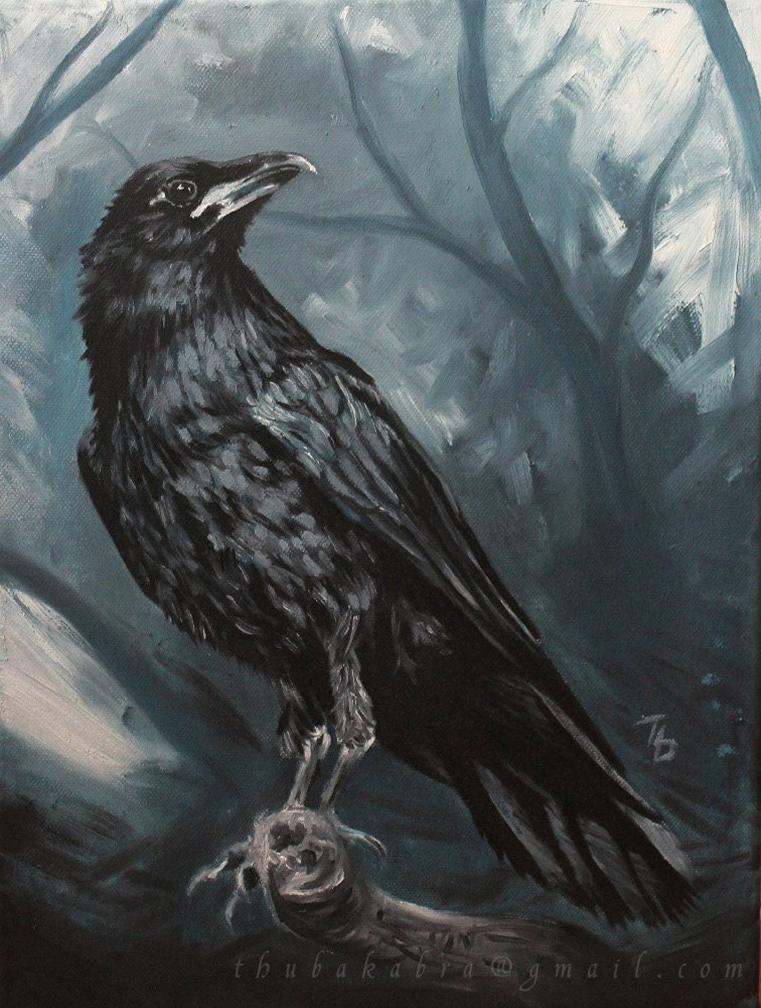 Raven Painting PRINT of Painted Raven Art, Raven Art Print, Traditional ...