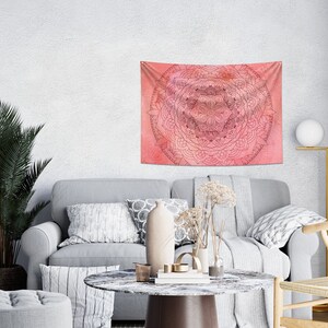 Raspberry Mandala Tapestry | Red Mandala Zen Tapestry Wall Hanging ...
