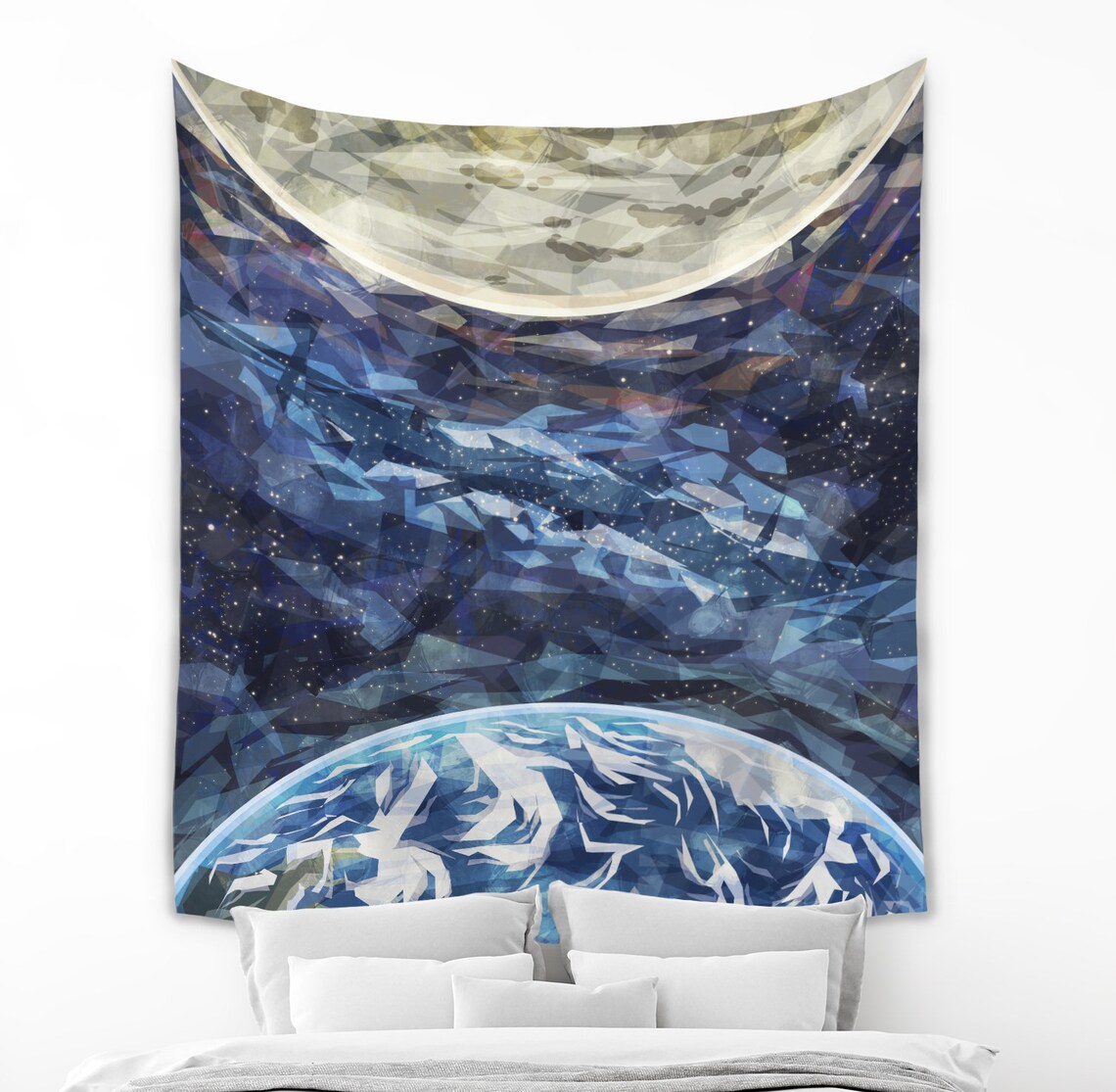 Outer Space Tapestry | Abstract Moon Earth Tapestry | Modern Astronomy ...