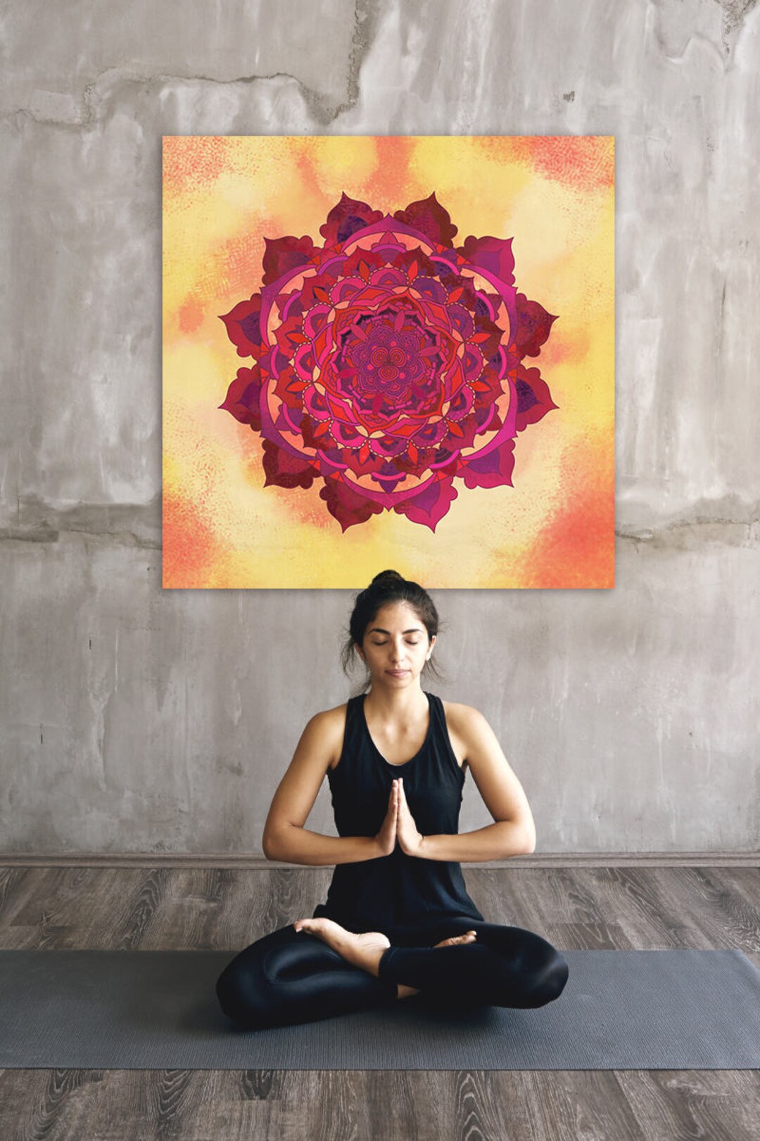 Large Mandala Wall Art Poster | Watercolor Mandala Art Print | Warm ...
