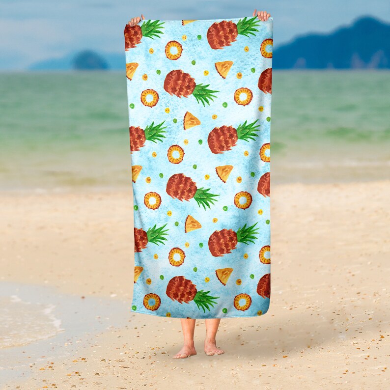 Pineapple Beach Towel Huge Beach Towel Cute Tropical Fruit | Etsy