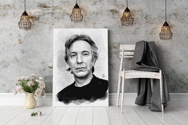 Alan Rickman Art Print Alan Rickman Poster Black and White | Etsy