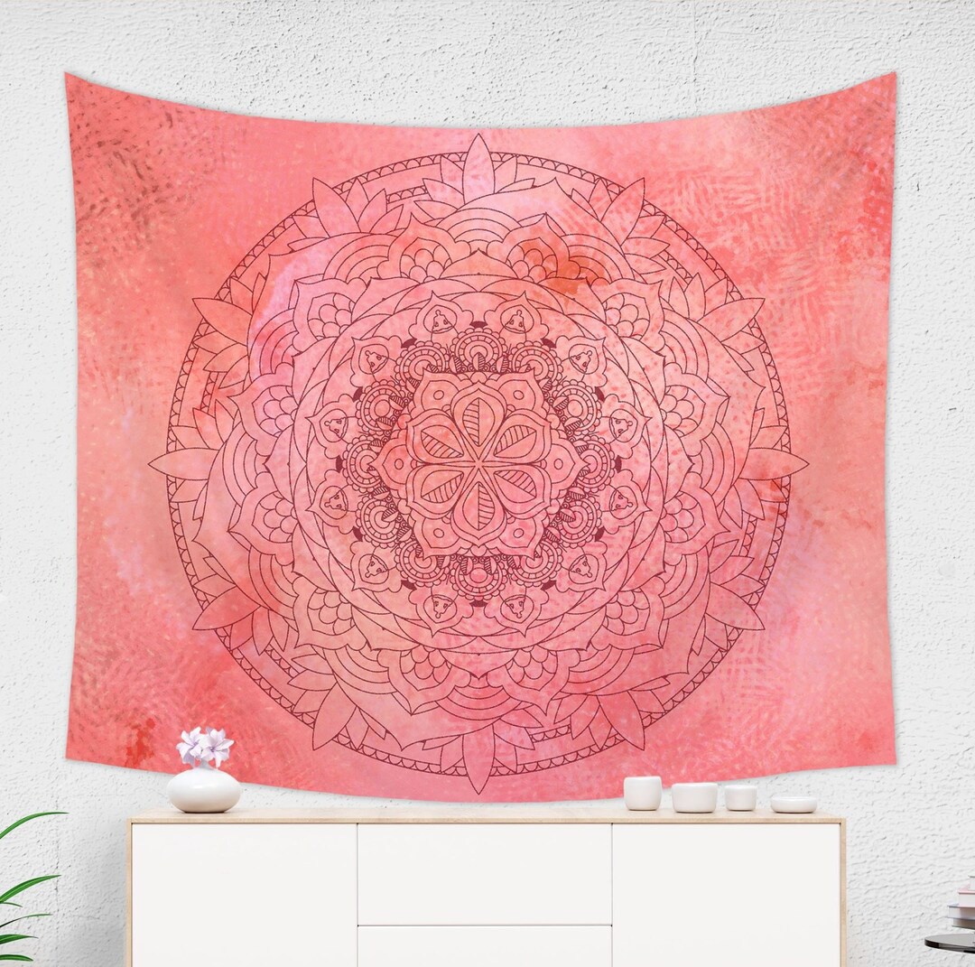 Raspberry Mandala Tapestry | Red Mandala Zen Tapestry Wall Hanging ...