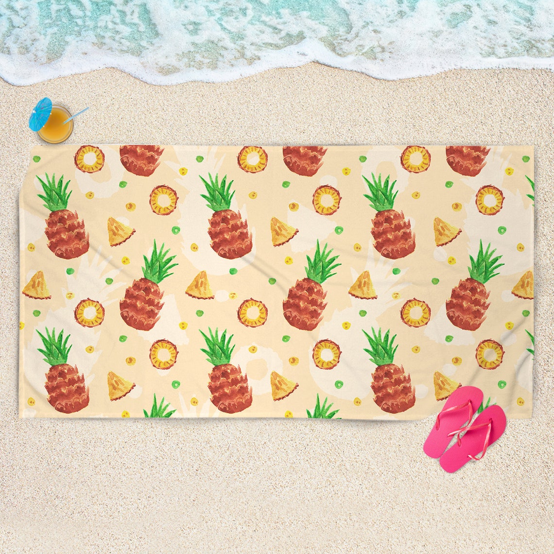 Pineapple Beach Towel Tropical Fruit Huge Beach Towel - Etsy