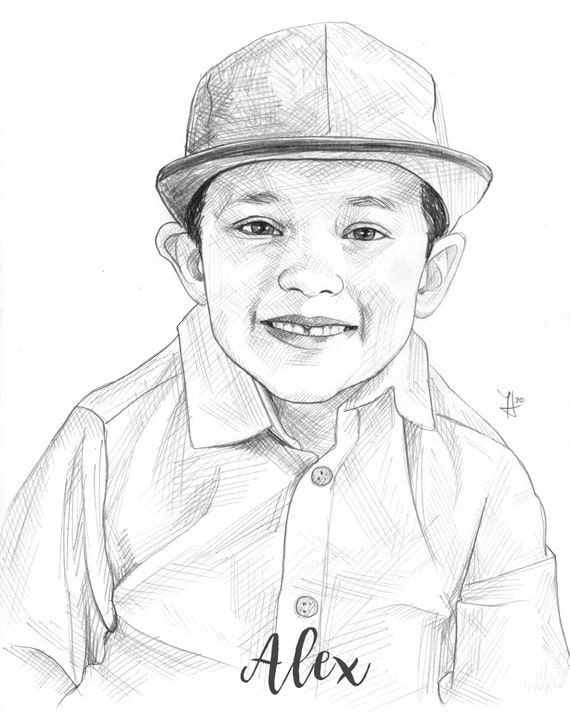 Custom Pencil Portrait Handmade Pencil Drawing From Your Photo
