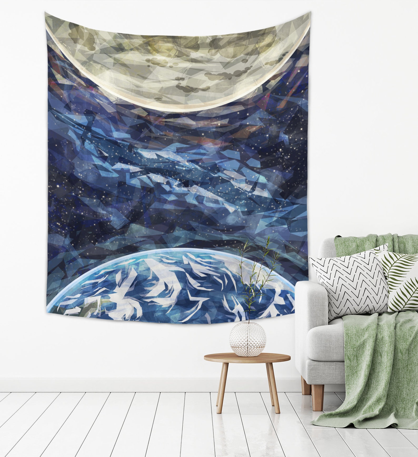 Outer Space Tapestry Abstract Moon Earth Tapestry Modern - Etsy