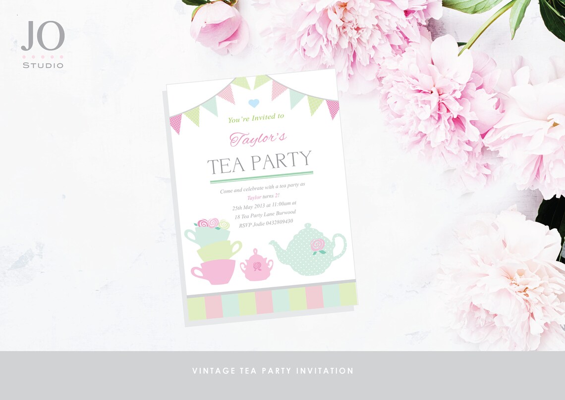 Custom Vintage Tea Party Invitation for a Vintage Tea Party / | Etsy