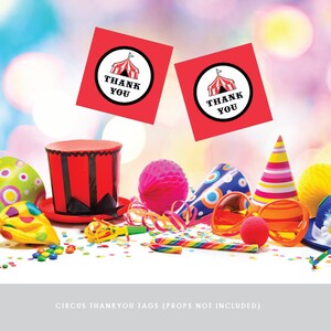 Circus Themed Favour Tags / Thankyou Tags / Big Top Circus Party ...