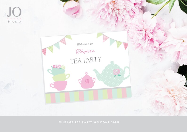 Vintage Tea Party Themed Welcome Sign / Vintage Tea Party / | Etsy