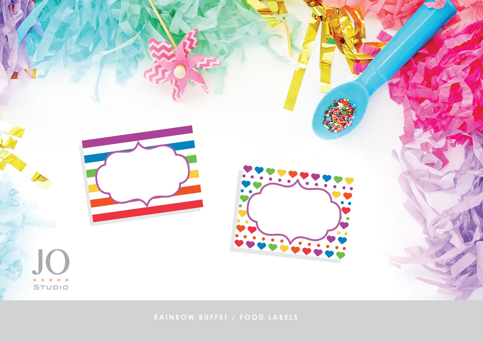 Rainbow Themed Blank Buffet / Food Labels / Rainbow Party | Etsy