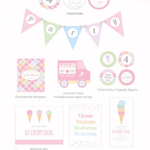 Complete Printable Collection for an Ice Cream Social Birthday Party ...