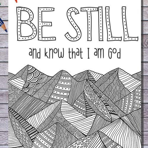 Bible Verse Coloring Page PDF Instant Download Be Still and - Etsy