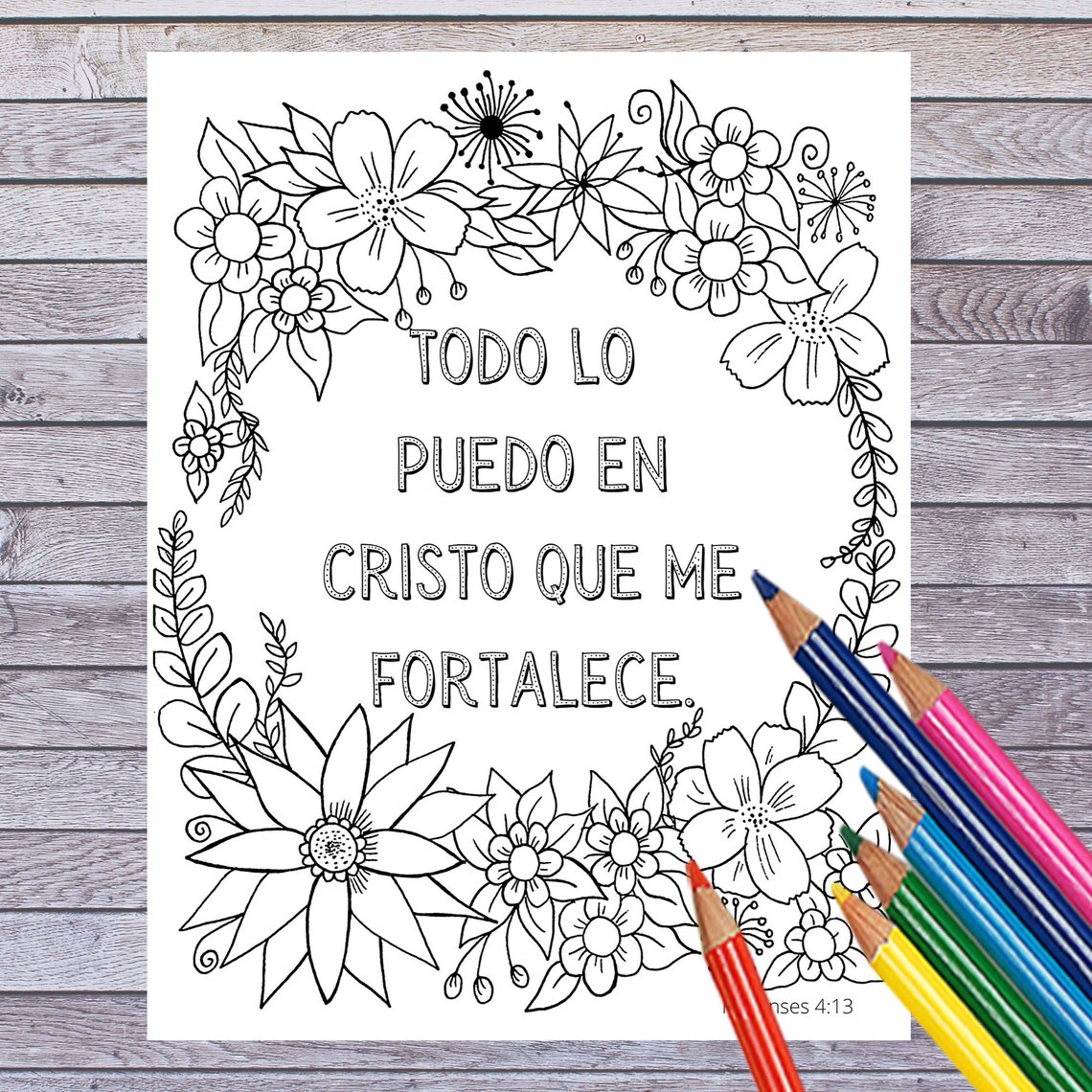 Spanish Bible Verse Coloring Pages: 4 Printable PDF Designs (digital ...