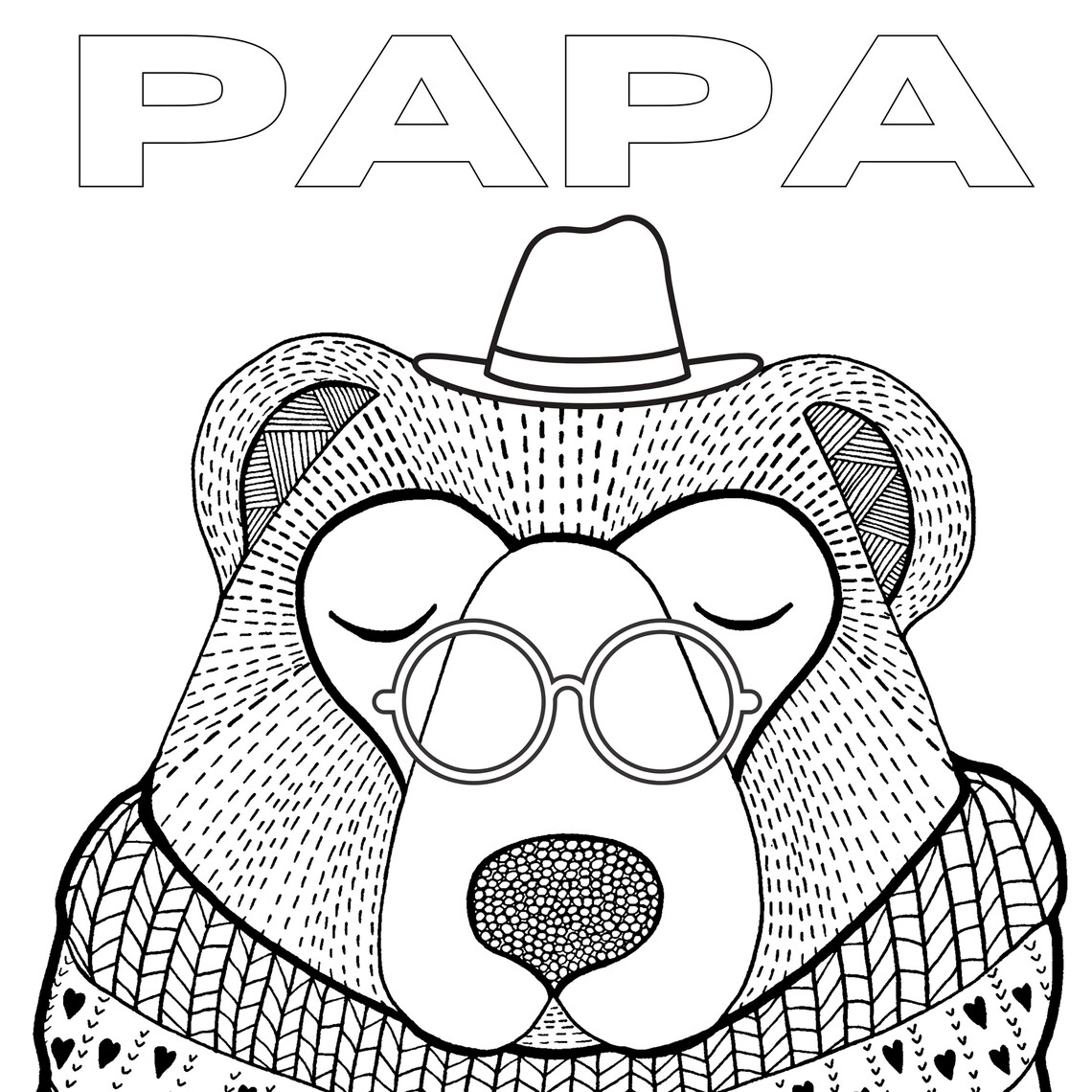 Father's Day Coloring Page: Papa Bear Printable (PDF/PNG/JPEG) - Etsy