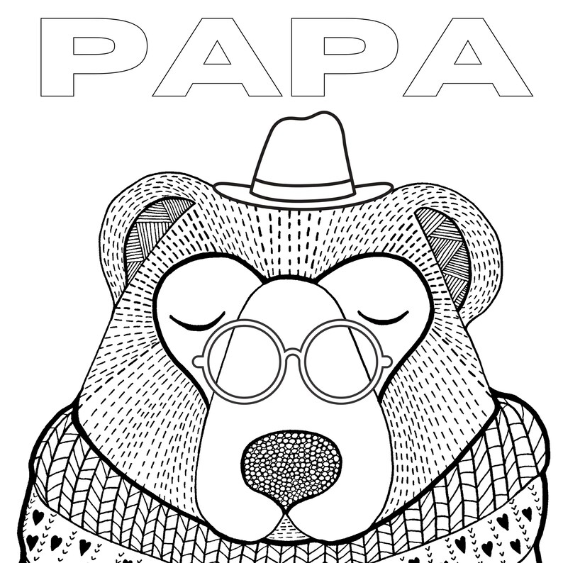 Father's Day Coloring Page: Papa Bear Printable (PDF/PNG/JPEG) - Etsy