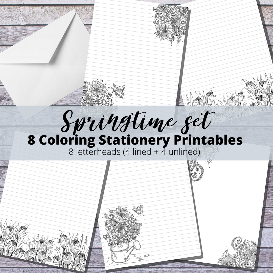 Printable Stationery Springtime | Coloring Pages | Digital Downloads ...
