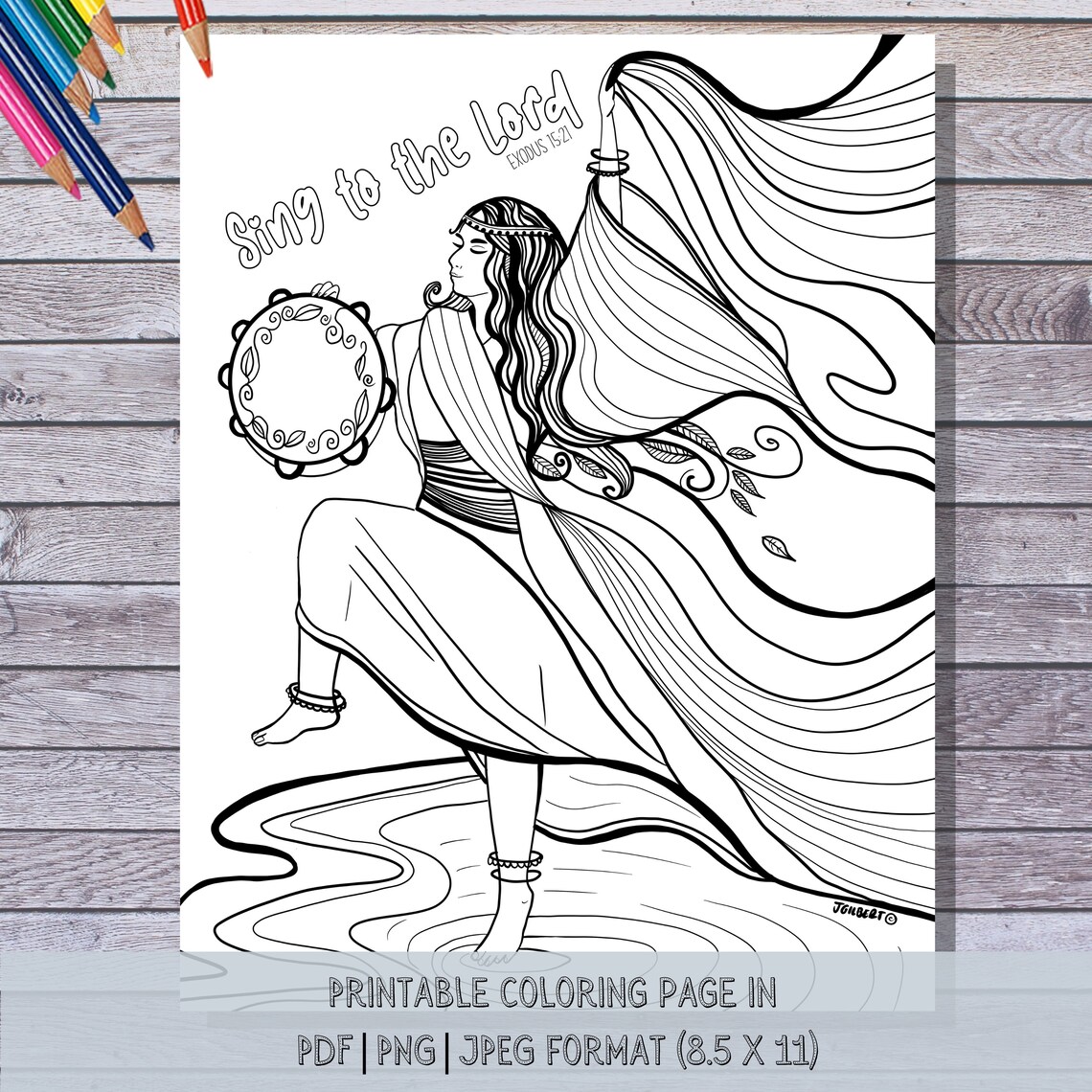 Miriam Dancing Coloring Page: Exodus Bible Verse (digital Download) - Etsy
