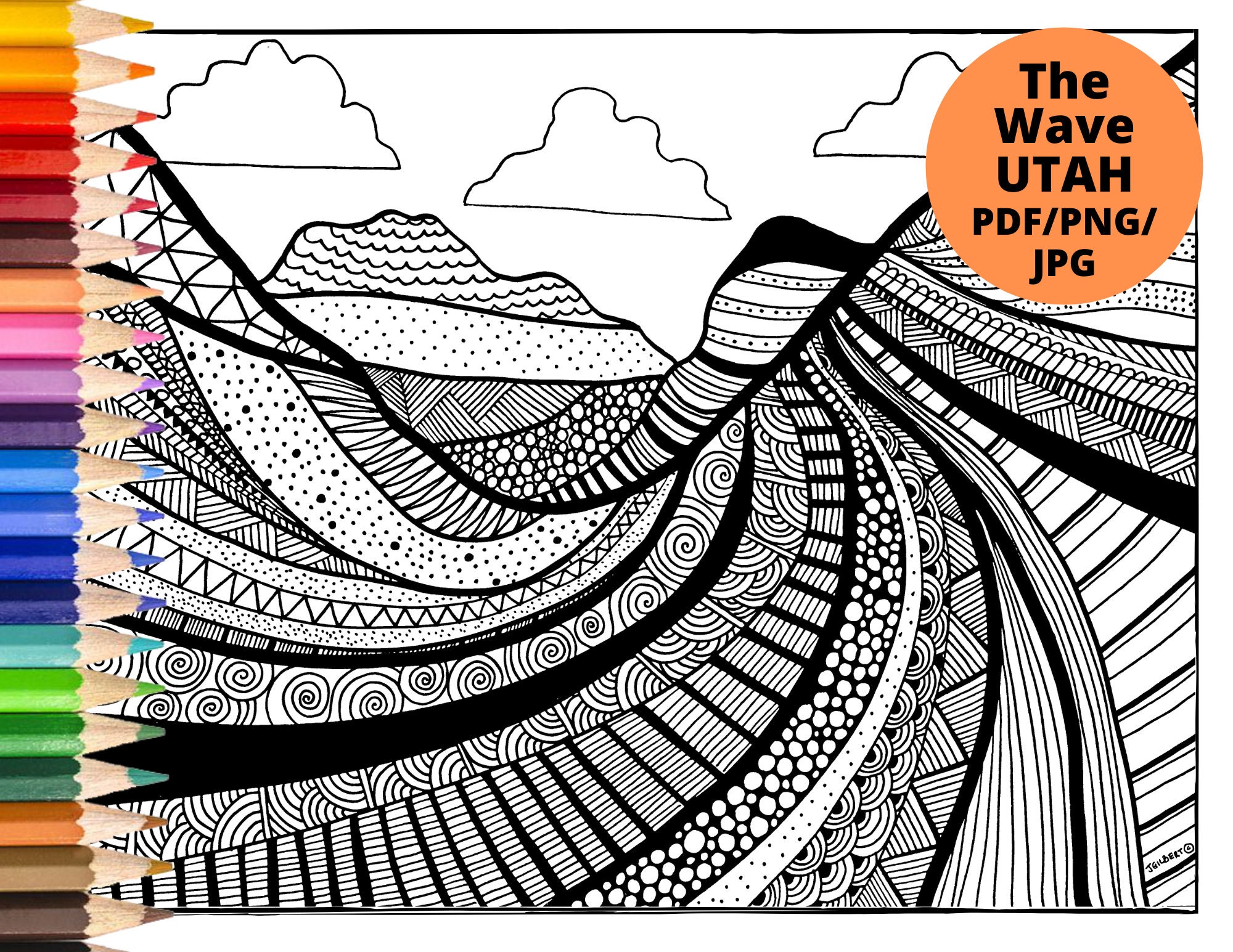 Printable Coloring Pages, 5 Utah Landscapes, PDF + JPEG Download ...