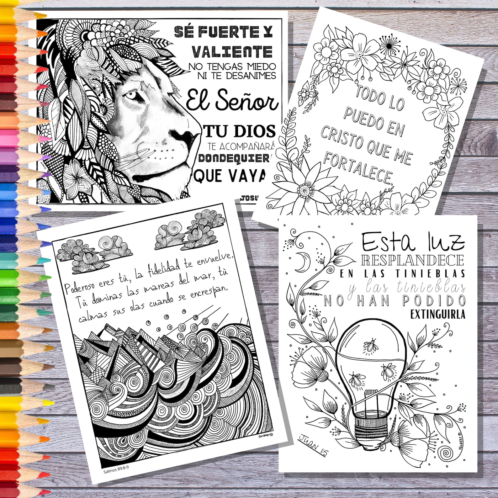 Spanish Bible Verse Coloring Pages: 4 Printable PDF Designs (digital ...