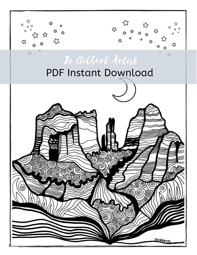 Sedona Arizona Coloring Page: Cathedral Rock (PDF Digital Download) - Etsy