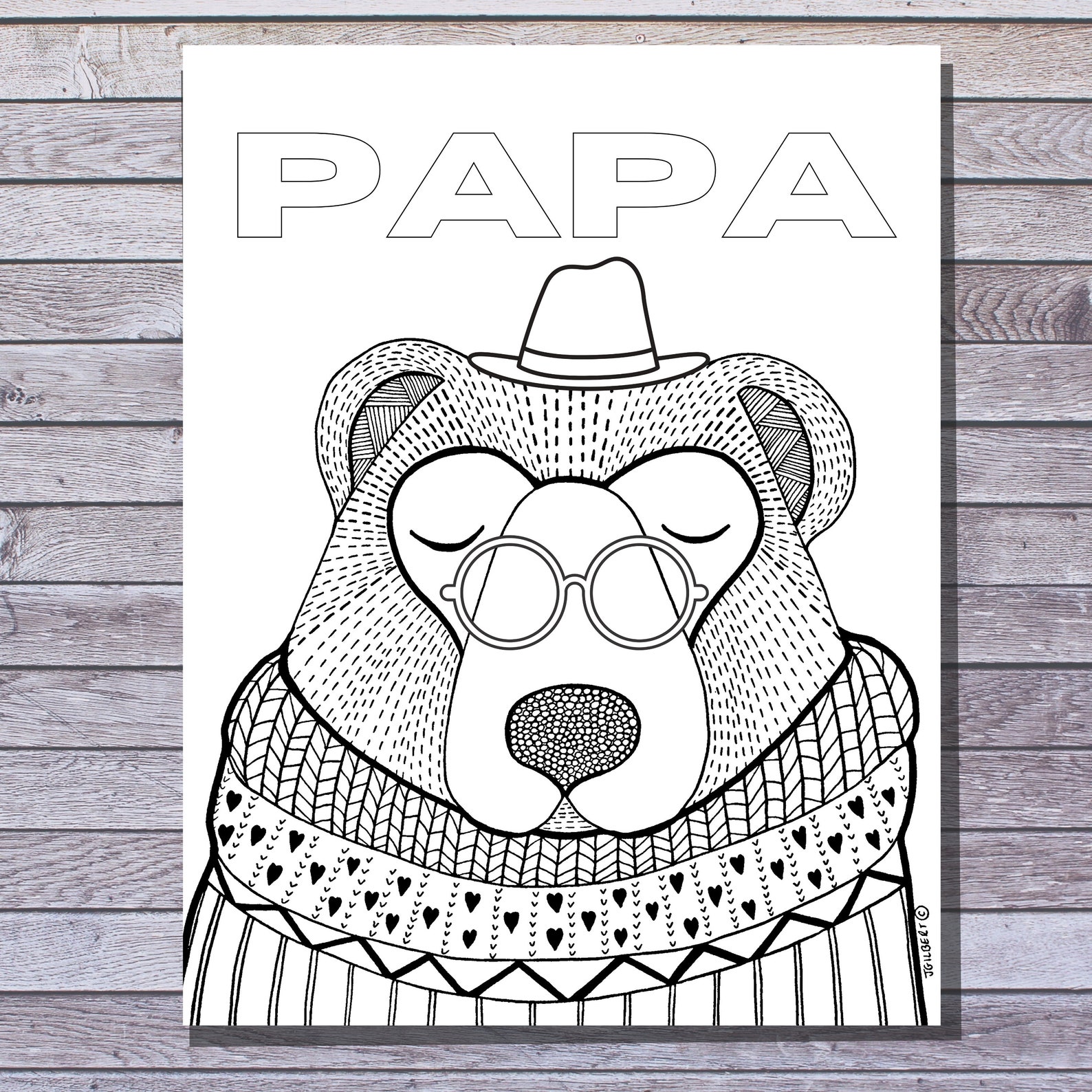 Father's Day Coloring Page: Papa Bear Printable (PDF/PNG/JPEG) - Etsy
