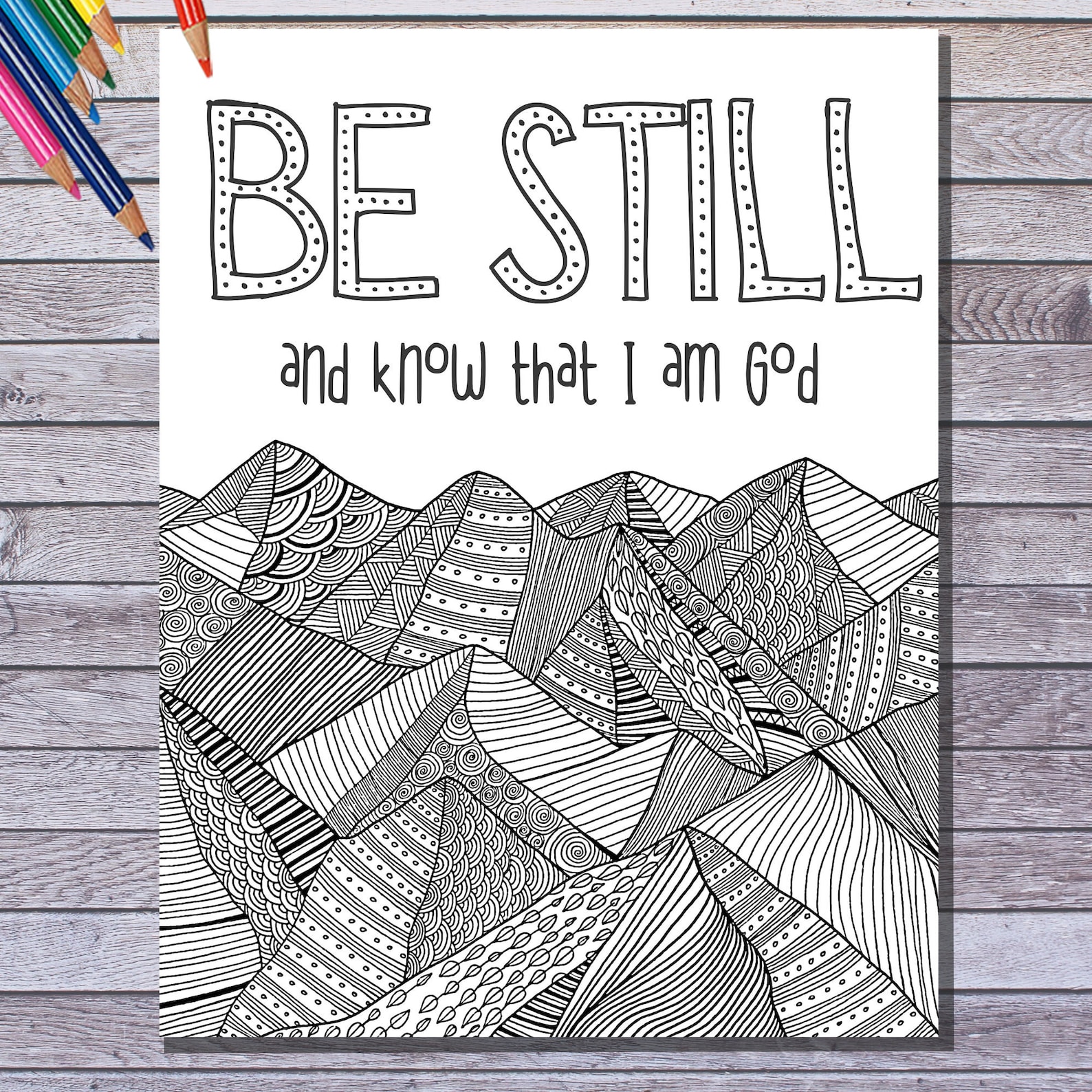 Bible Verse Coloring Page PDF Instant Download Be Still and | Etsy