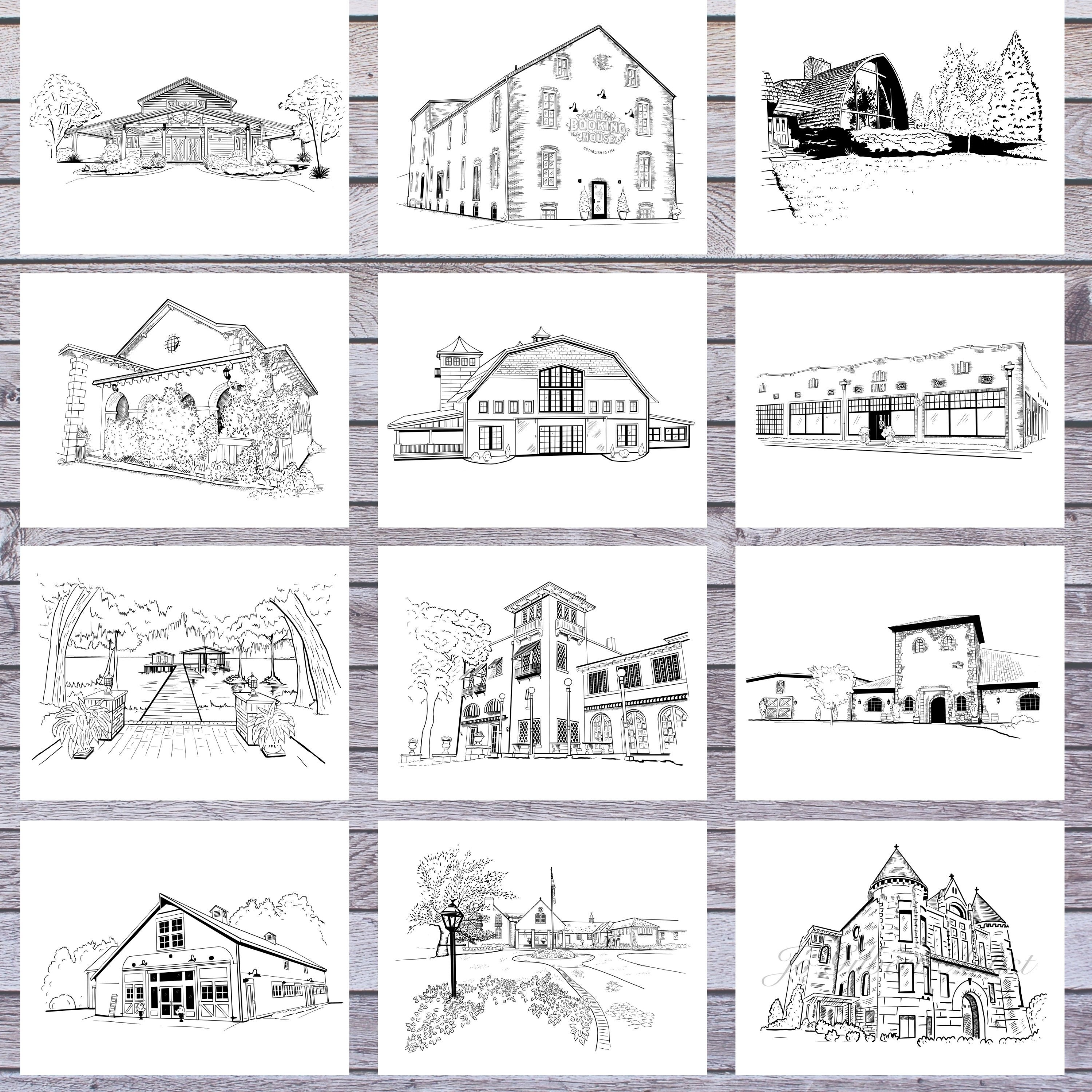 CUSTOM Venue Illustration, Wedding Venue Illustration, Vector Line ... CUSTOM Venue Illustration, Wedding Venue Illustration, Vector Line ...